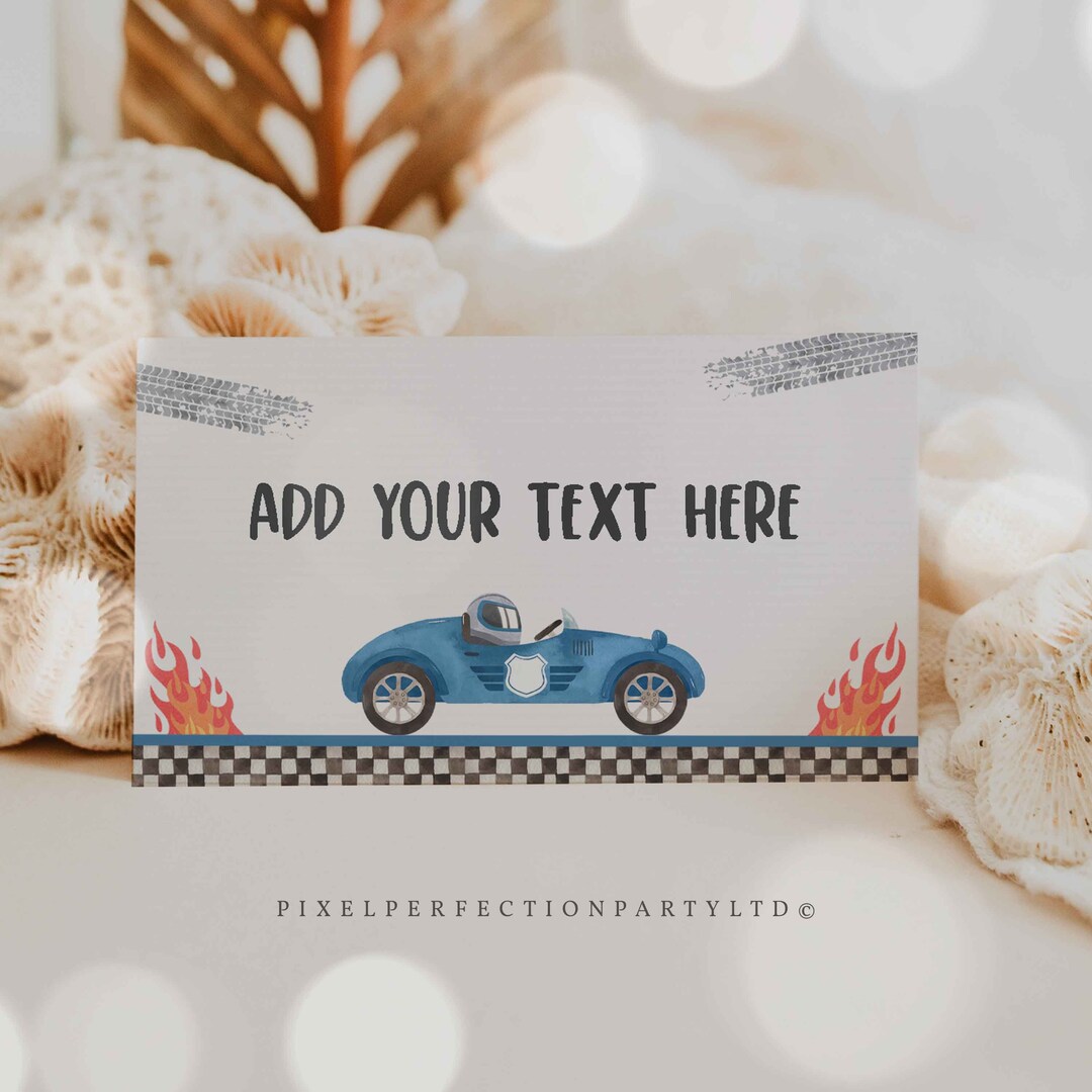 Editable Two Fast Birthday Fold Over Food Labels Race Car Buffet Food ...