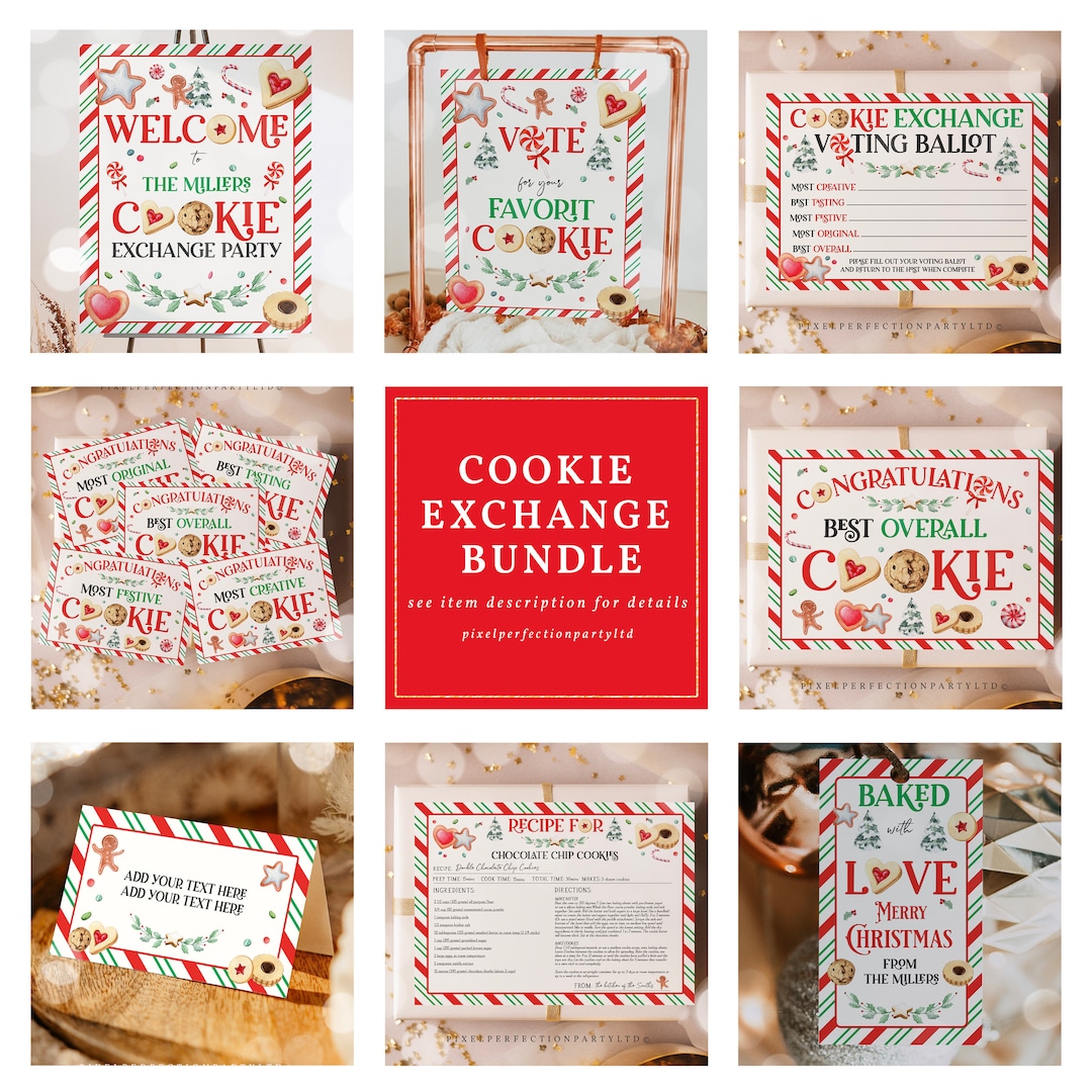 Editable Cookie Exchange Party Kit Cookie Signs Tags Labels Cookie ...