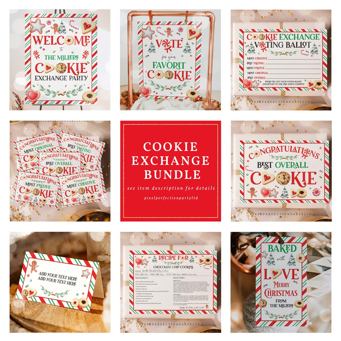 Editable Cookie Exchange Party Kit Cookie Signs Tags Labels Cookie ...