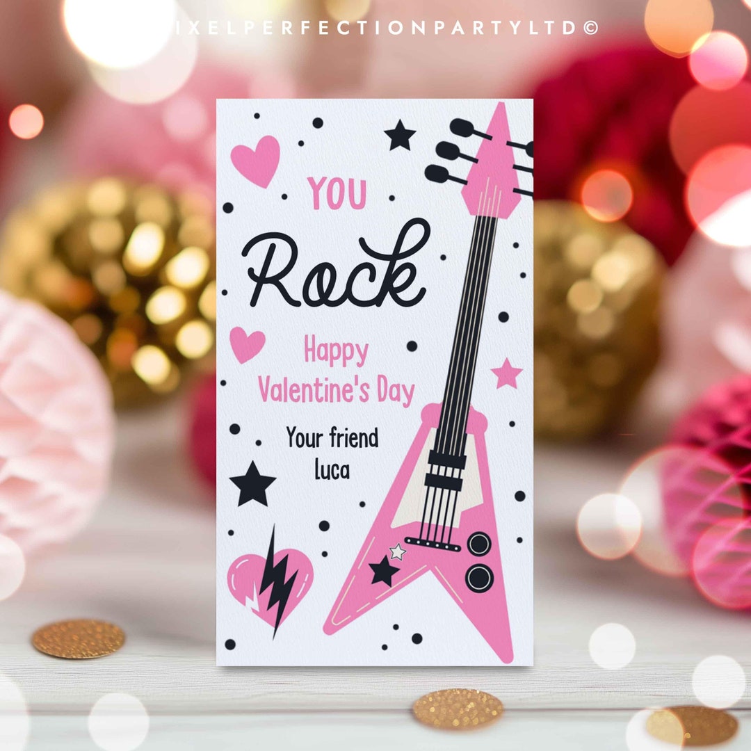 Editable Valentines You Rock Gift Tags Valentines Rockstar Gift Tag ...