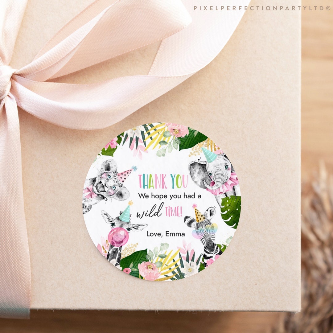 Editable Safari Wild One Birthday Favor Tag Safari Animals Gift Tag ...