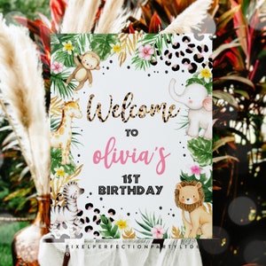 Editable Safari Animal Welcome Sign Leopard Print Safari Animals ...