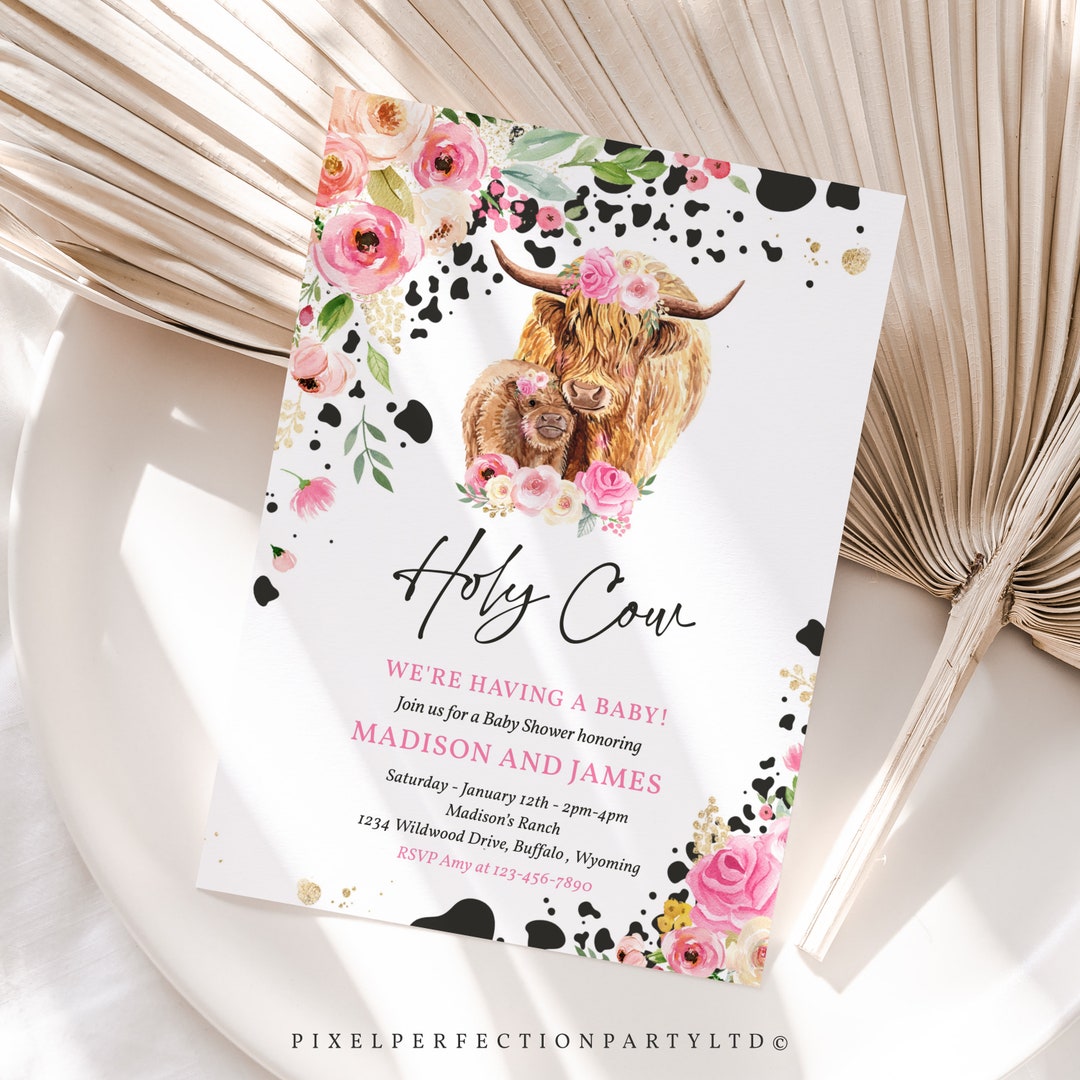 Editable Cow Baby Shower Invitation Holy Cow We're Having - Etsy