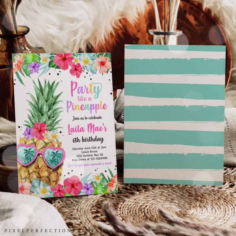 Editable Party Like A Pineapple Birthday Invitation Tropical - Etsy