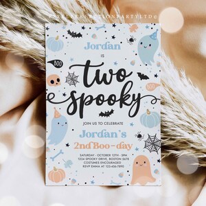 Editable Two Spooky Halloween Ghost 2nd Birthday Party - Etsy
