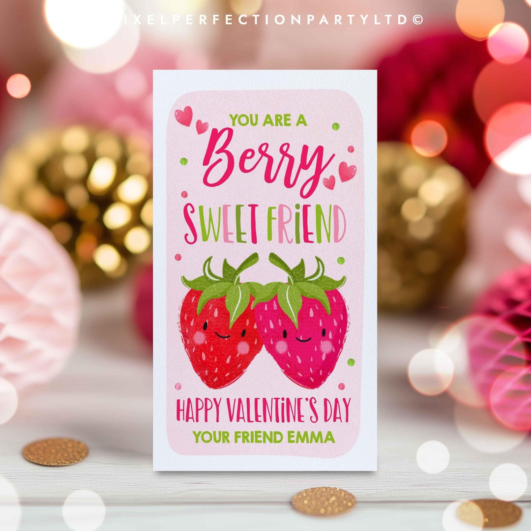 Editable Strawberry Valentines Gift Tag Valentine You Are A Berry Sweet ...