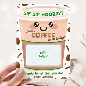 Editable Teacher Coffee Appreciation Gift Card Holder Sip Sip Hooray ...