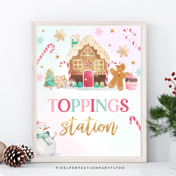 Gingerbread House Decorating Toppings Station Sign Gingerbread Cookie ...