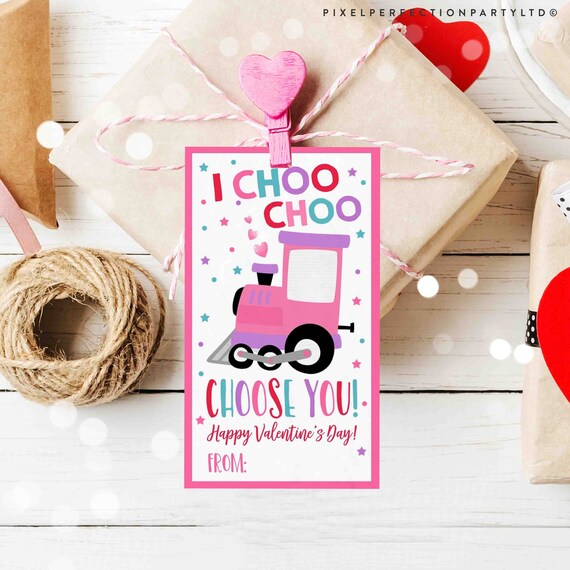 Editable Train Valentine's Day Gift Tag Valentine I Choo Choo Choose ...