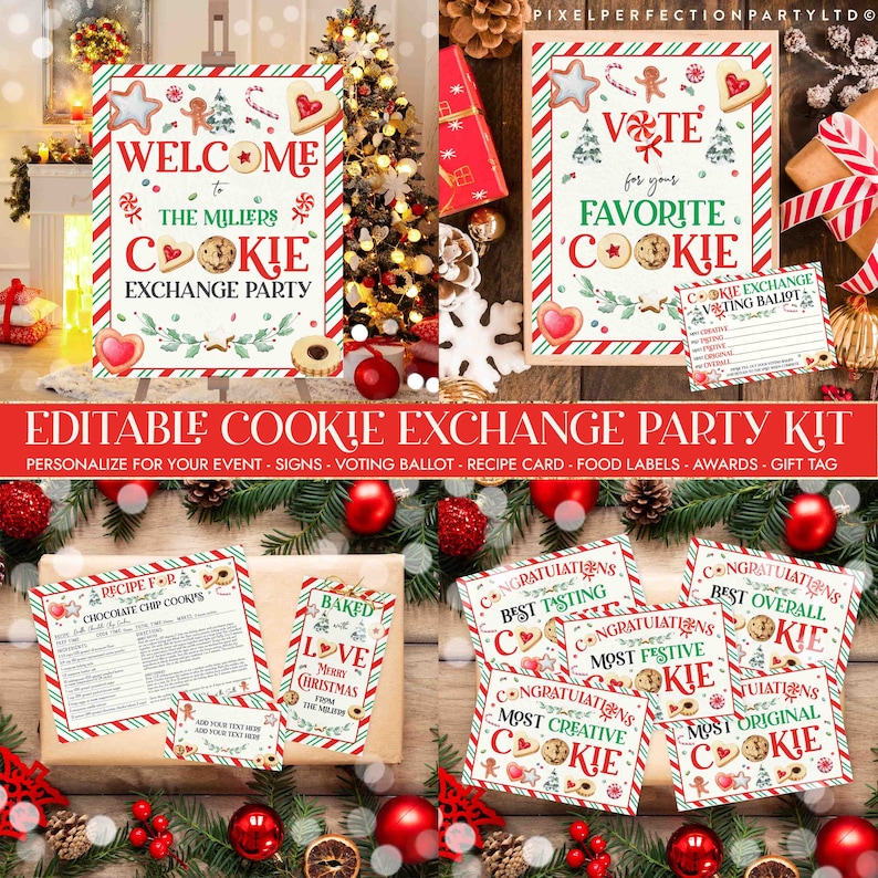 Editable Cookie Exchange Party Kit Cookie Signs Tags Labels | Etsy
