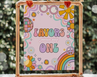 Groovy Stay Trippy Hippie Sign 70's Birthday Party Table Decor One Two ...