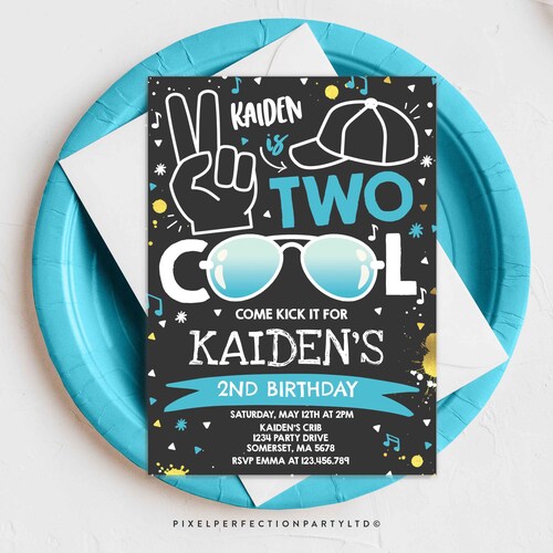 EDITABLE Two Cool Birthday Invitation Two Cool Party - Etsy