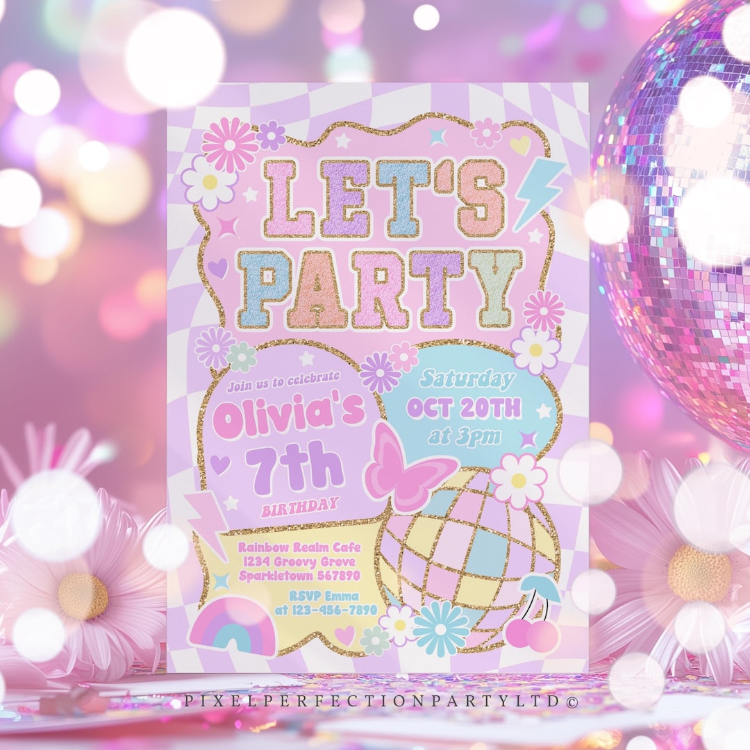 Editable Preppy Tween Teen Birthday Party Invitation Let's Party ...