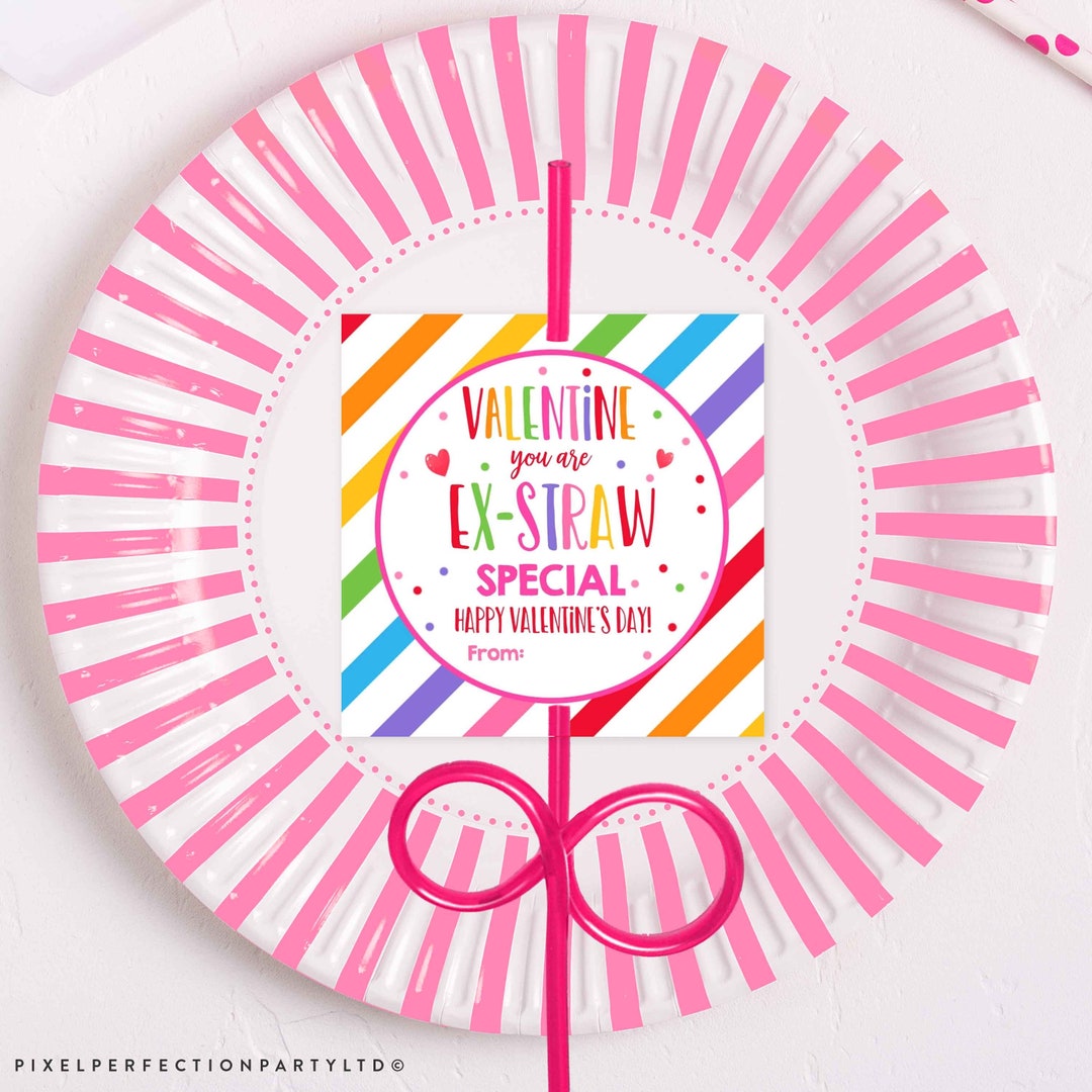 Editable Ex-straw Special Valentines Gift Tag Valentine Silly - Etsy