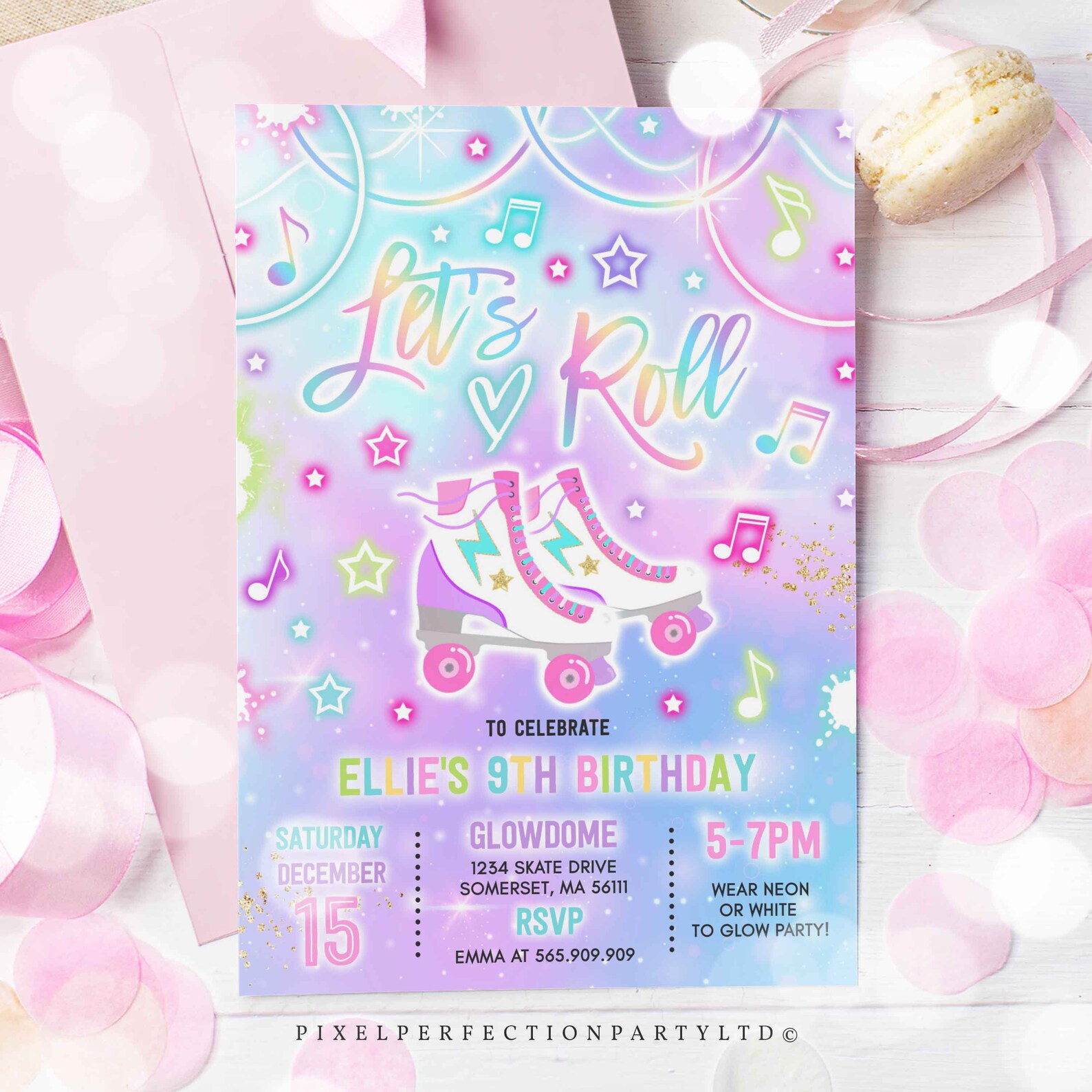 Editable Roller Skating Invitation Pastel Cosmic Galaxy Roller - Etsy
