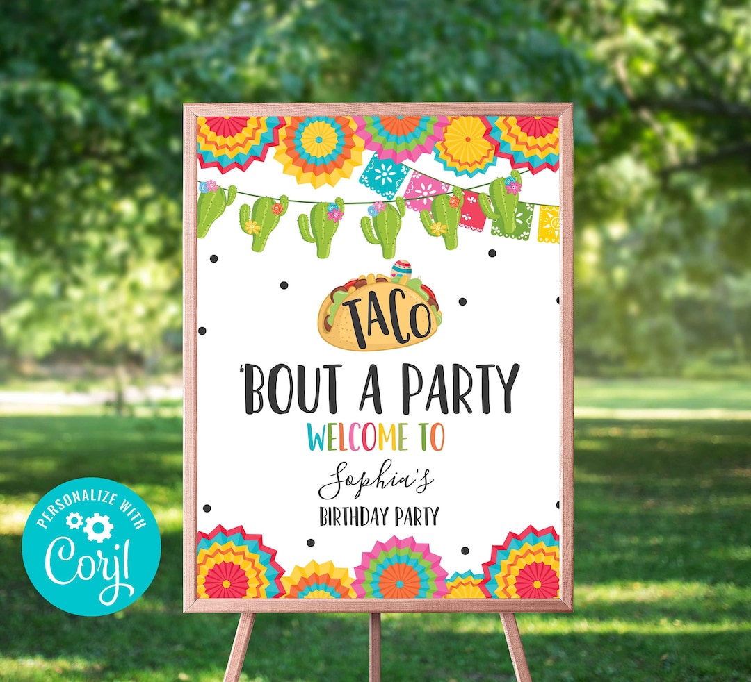 Taco 'bout a Party Welcome Sign Fiesta Birthday Party Welcome Sign ...