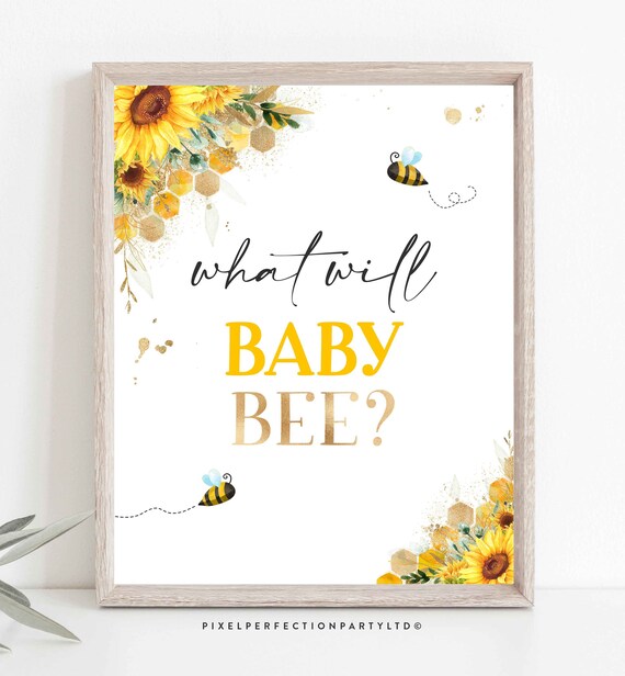 What Will Baby Bee Sign Bumble Bee Decor Table Sign Honey Bee Baby ...