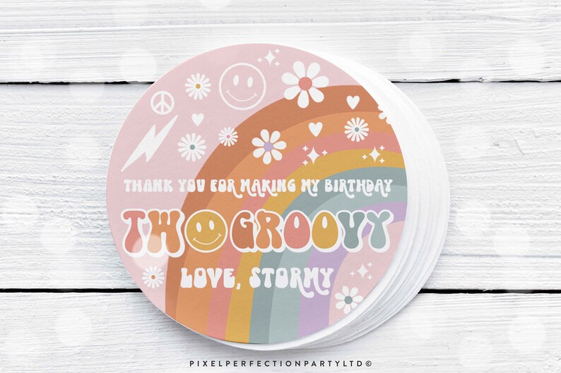 Editable Groovy Birthday Party Favor Tag Two Groovy Birthday - Etsy