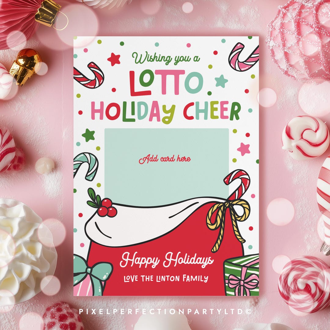 Editable Wishing You A Lotto Holiday Cheer Christmas Card Holder Tag ...