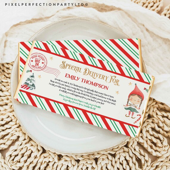 EDITABLE Elf Goodbye Candy Bar Wrapper Elf Goodbye Gift Tag Christmas ...