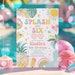 Editable Splash Into Six 6th Birthday Pool Party Invitation Tropical ...
