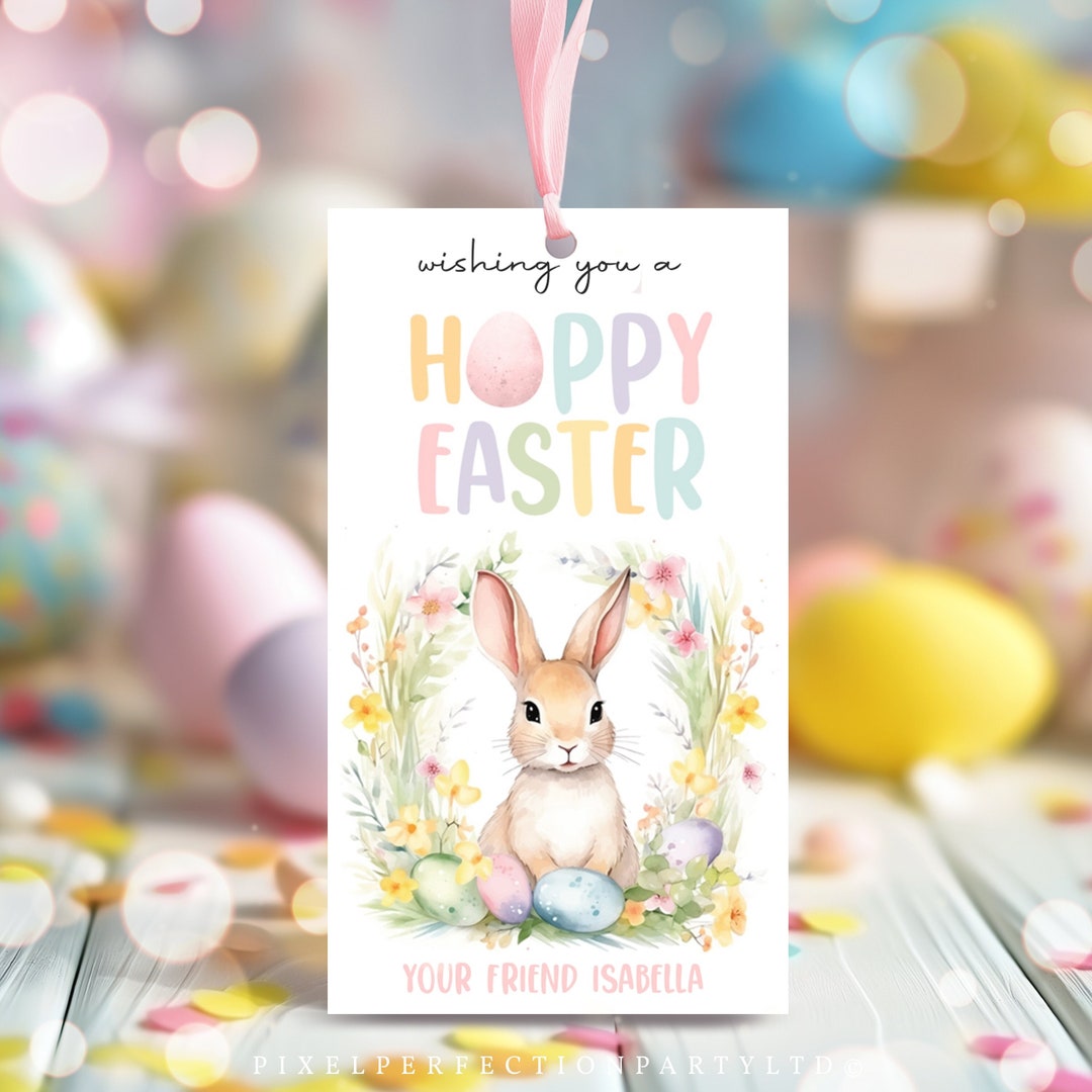 Editable Happy Easter Gift Tag Hoppy Easter Gift Tag Easter Friend Tag ...
