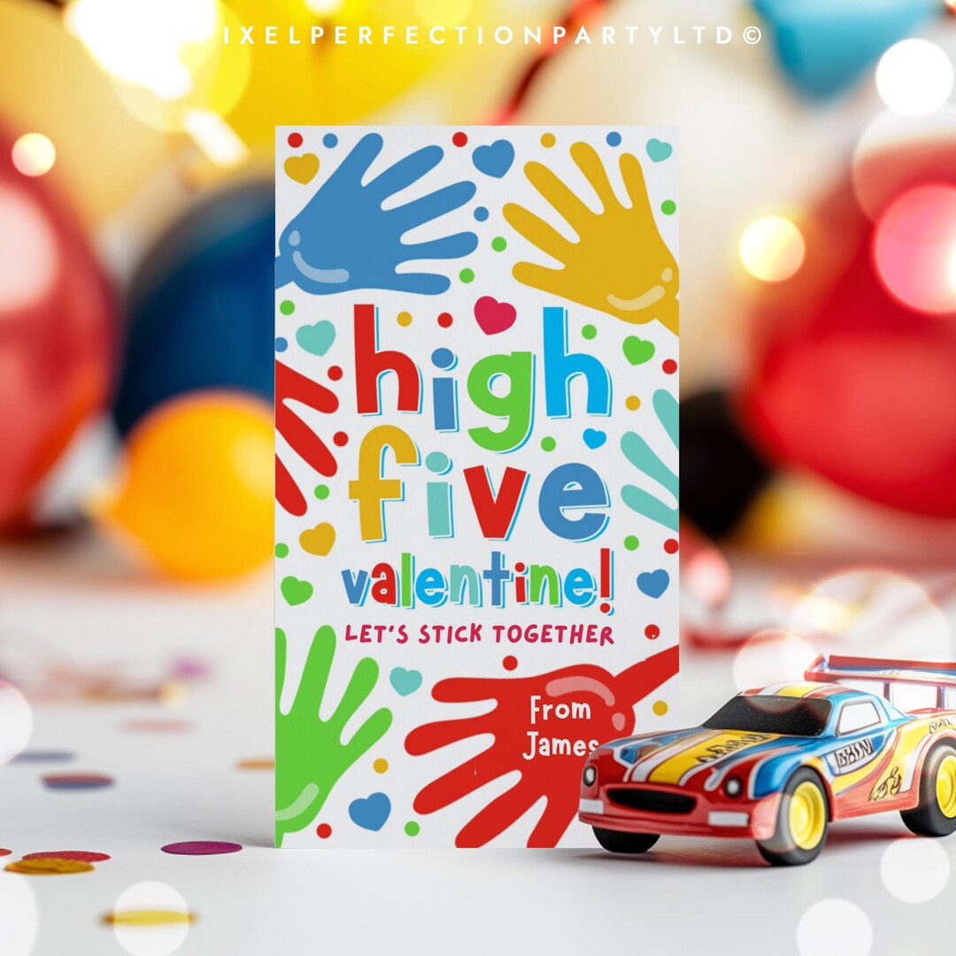 Editable High Five Sticky Hand Valentine's Tag Slappy Valentine's Tag ...