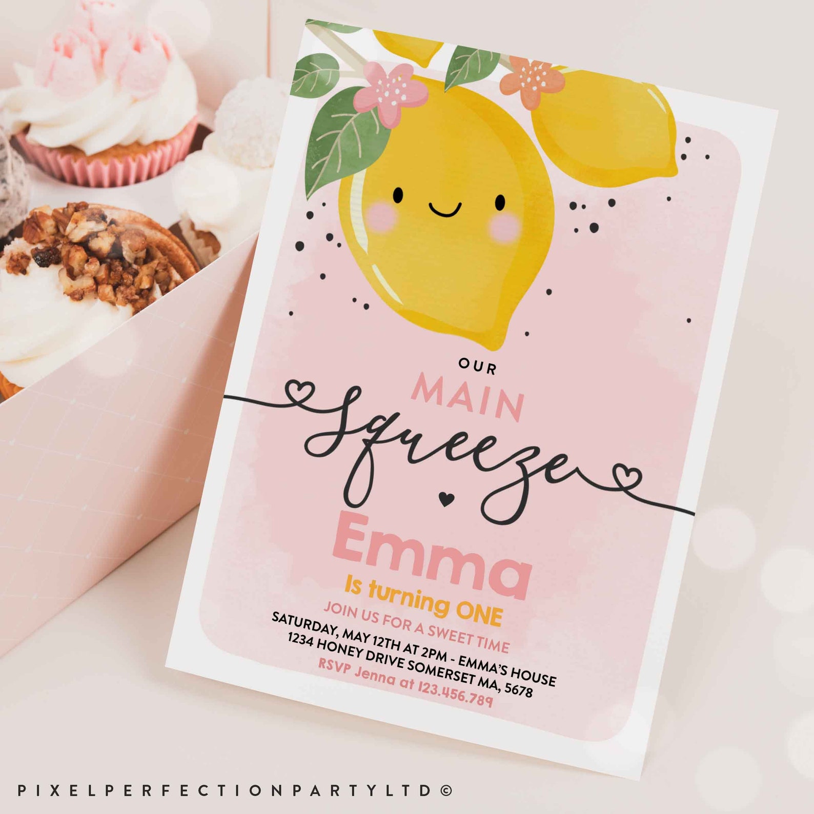 Editable Lemon Birthday Invitation Our Main Squeeze Birthday | Etsy