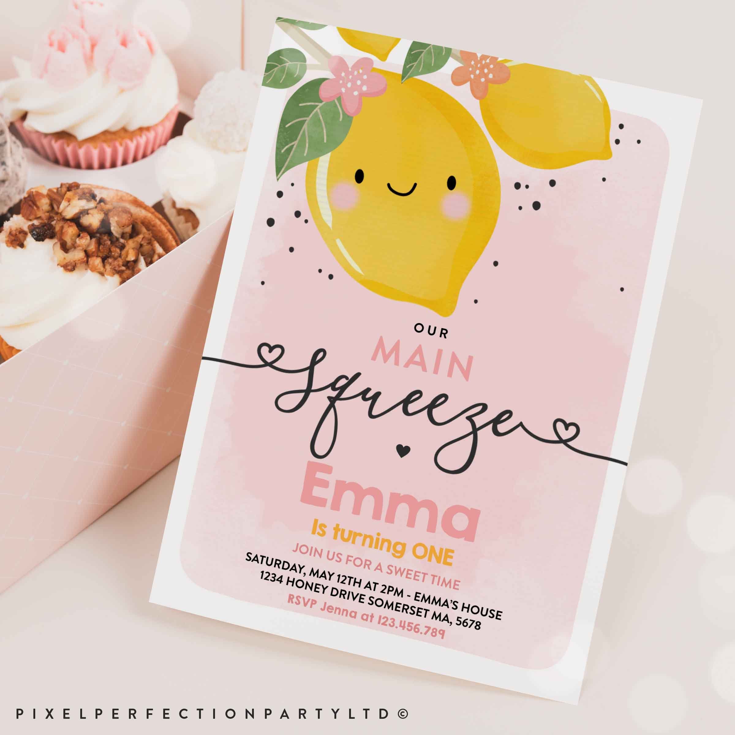 Editable Lemon Birthday Invitation Our Main Squeeze Birthday | Etsy