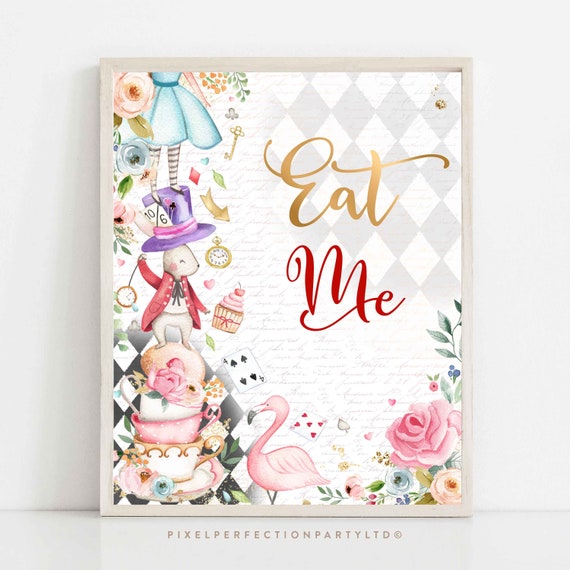 Alice In ONEderland Eat Me Sign Alice In Wonderland Table Sign ...