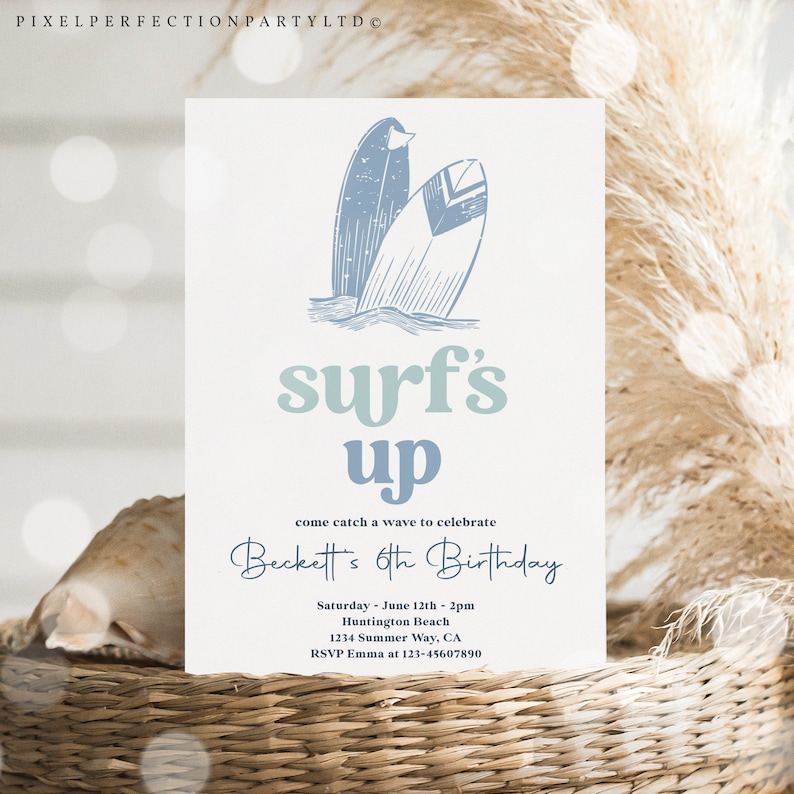 Editable Surf Birthday Party Invitation Surf's up Any Age - Etsy