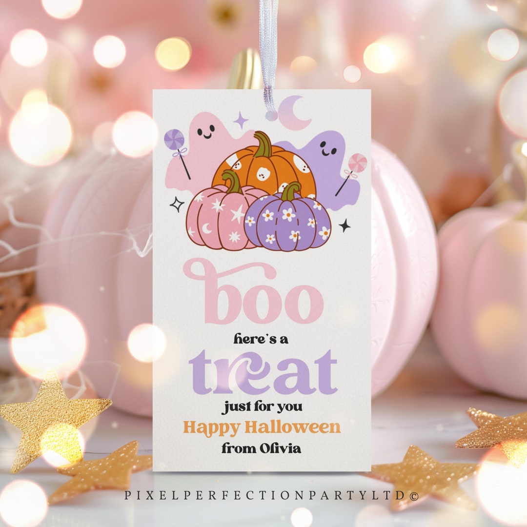 Editable Halloween Ghost Gift Tag Boo Here's A Treat for You Tag Trick ...