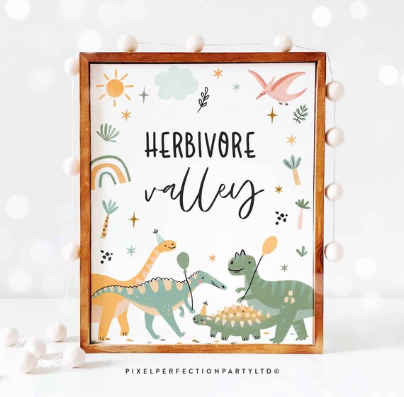 Dinosaur Herbivore Valley Birthday Party Sign Herbivore Snacks Sign ...