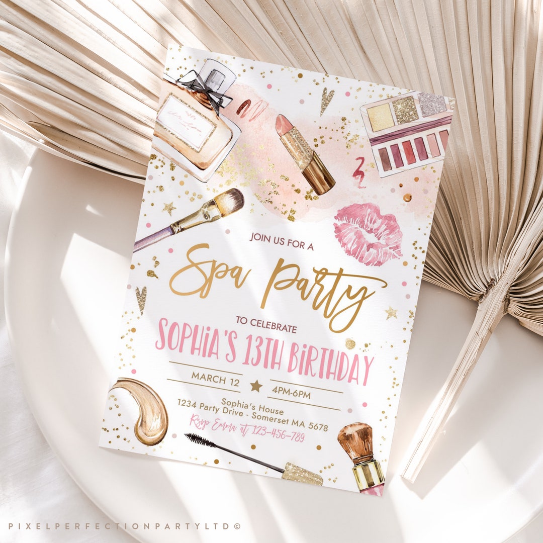 Editable Spa Makeup Birthday Party Invitation Glam Party Invitation ...