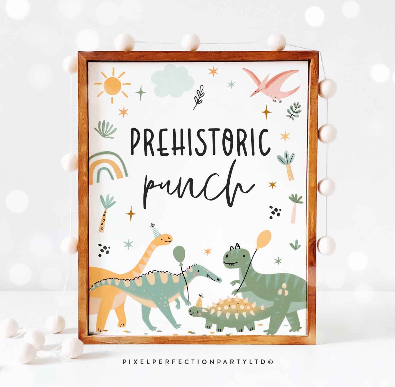 Party Supplies Dinosaur Prehistoric Punch Birthday Party Sign Dino Drinks Sign Prehistoric ...