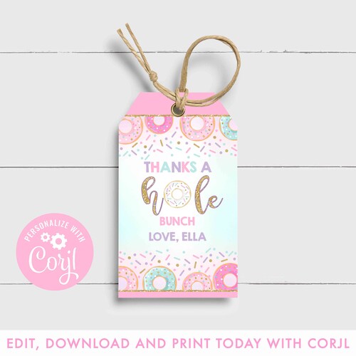 Editable Donut Favor Tags Tags Donut Birthday Donut Thank You - Etsy