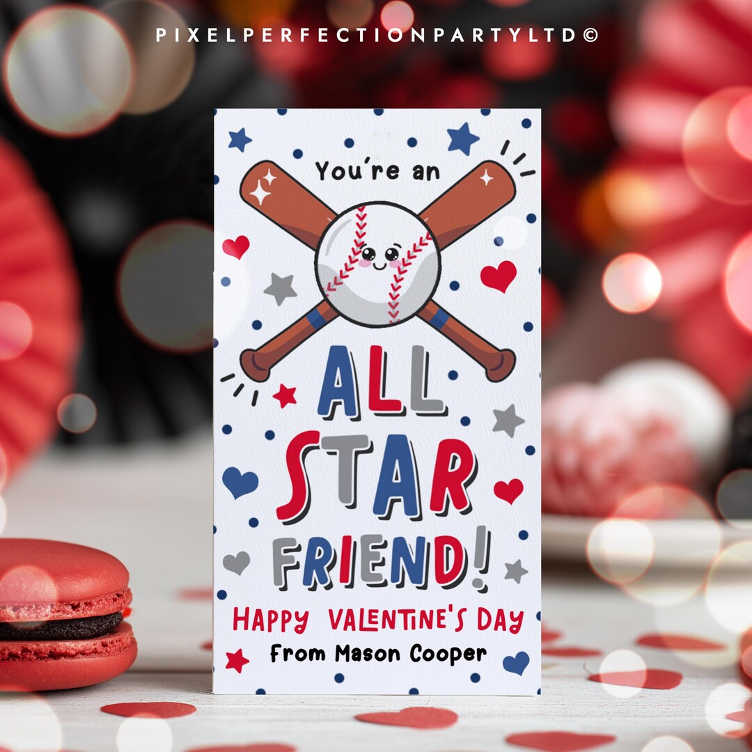 Editable Baseball Valentine's Day Gift Tag You're an Star Friend ...