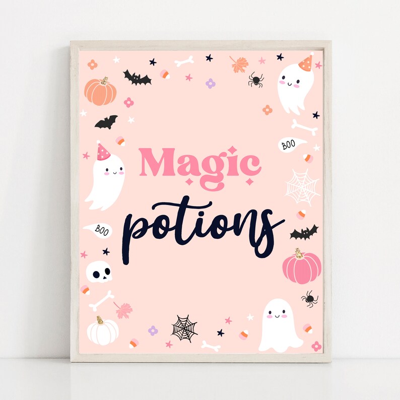 Pink Halloween Ghost Party Sign Pink Ghost Magic Potions Sign - Etsy
