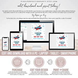 Editable Airplane Custom Sign Aircraft Birthday Party Make | Etsy