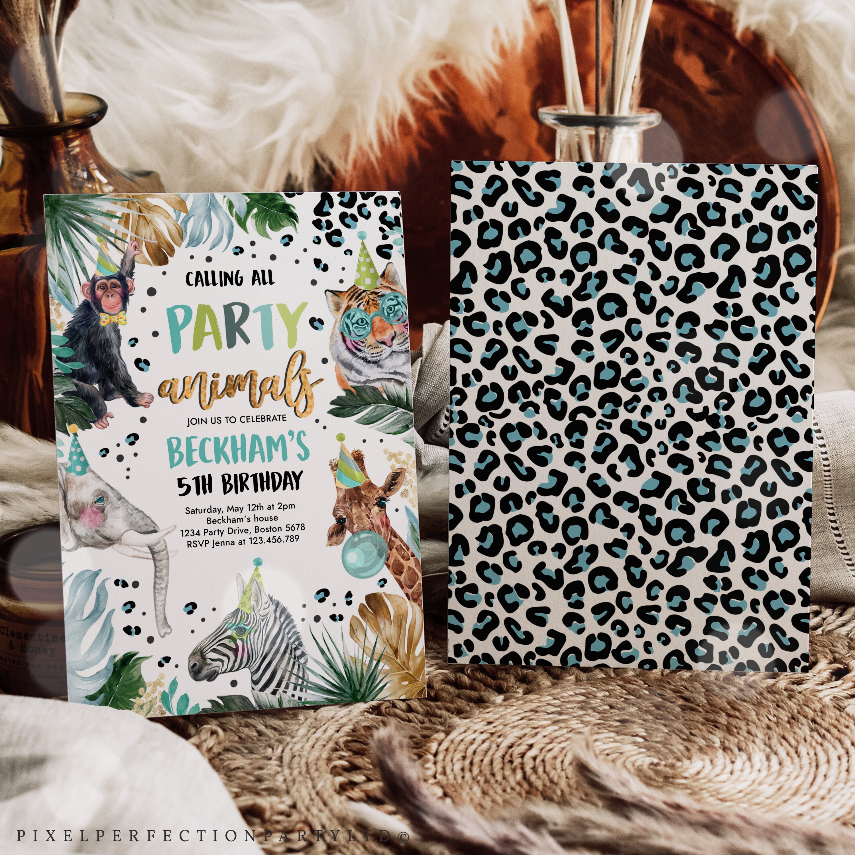 Editable Party Animals Birthday Invitation Leopard Print - Etsy UK