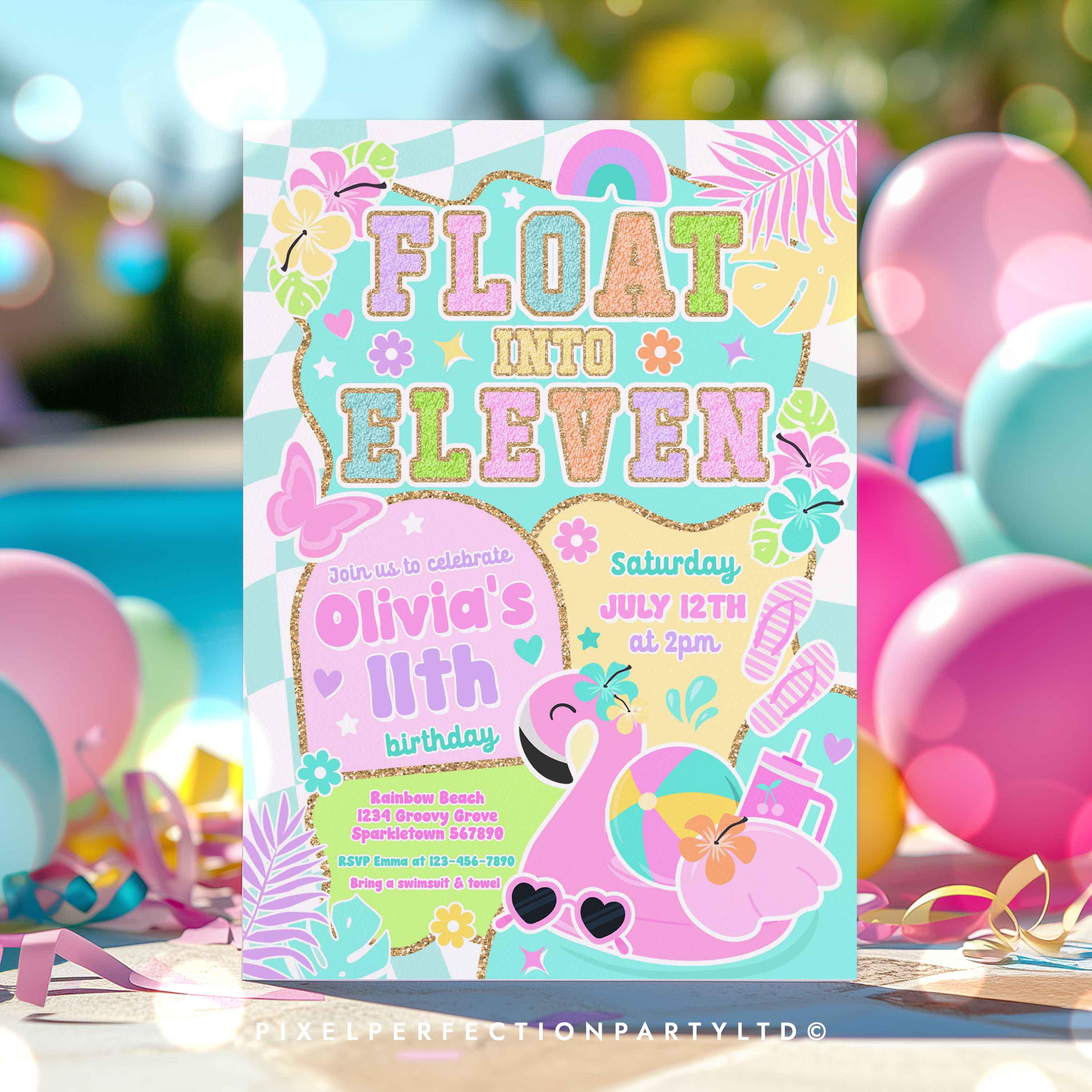 Editable Preppy 12th Birthday Pool Party Invitation Varsity Girl ...