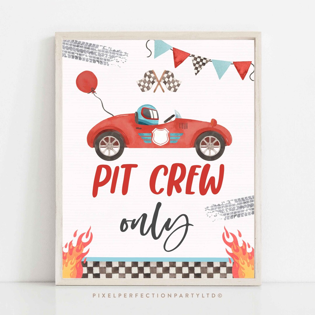 Race Car Pit Crew Only Sign Race Car 2nd Birthday Two Fast 2 Curious ...
