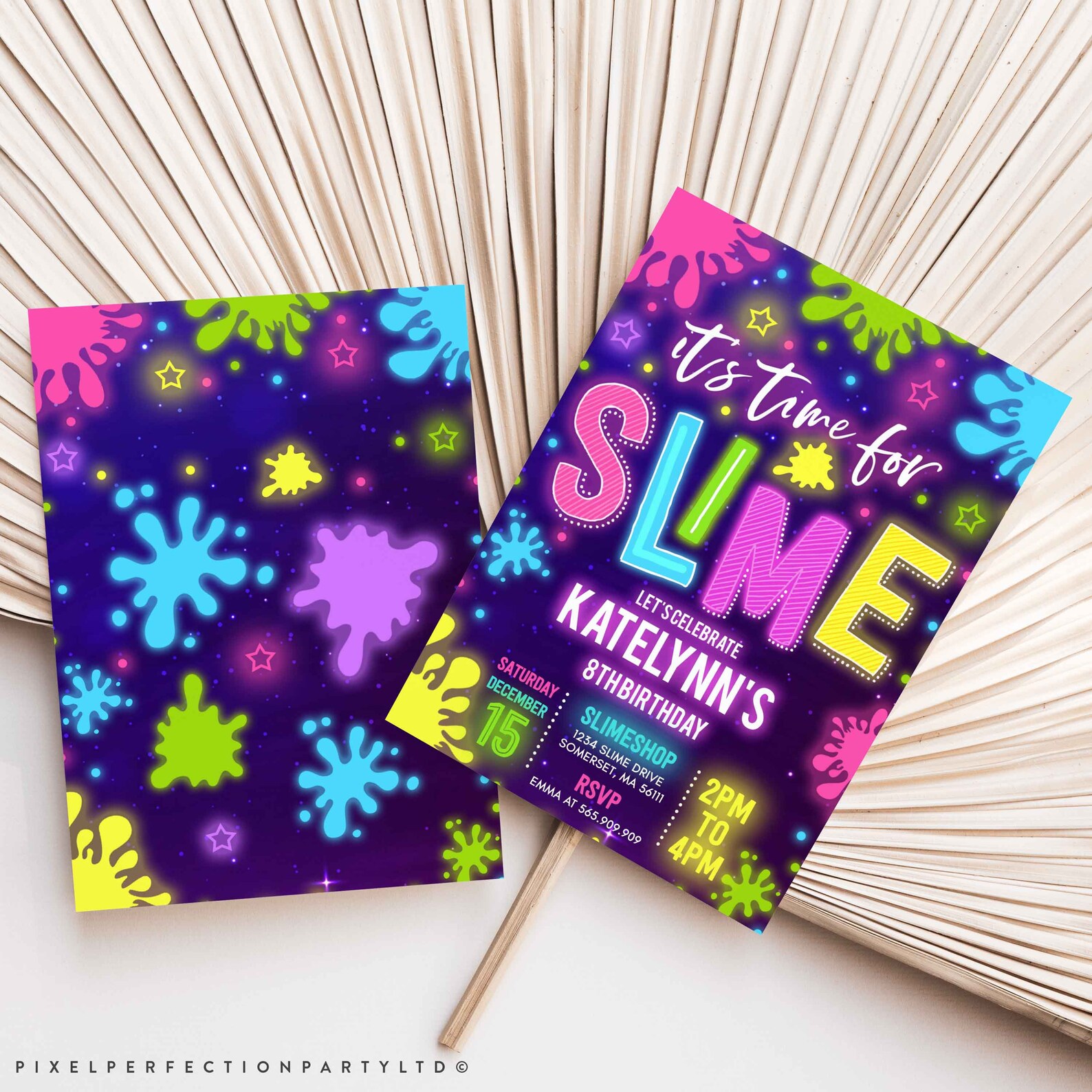 Editable Slime Invitation Glow Slime Invitation Neon Slime - Etsy