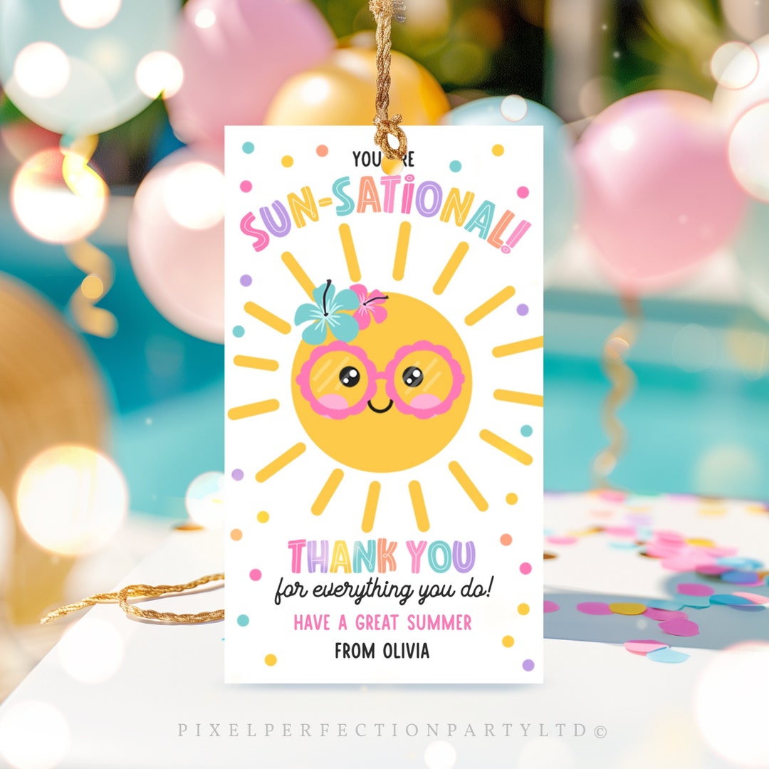 Editable Sunshine Teacher Appreciation You Are Sun-sational Teacher ...