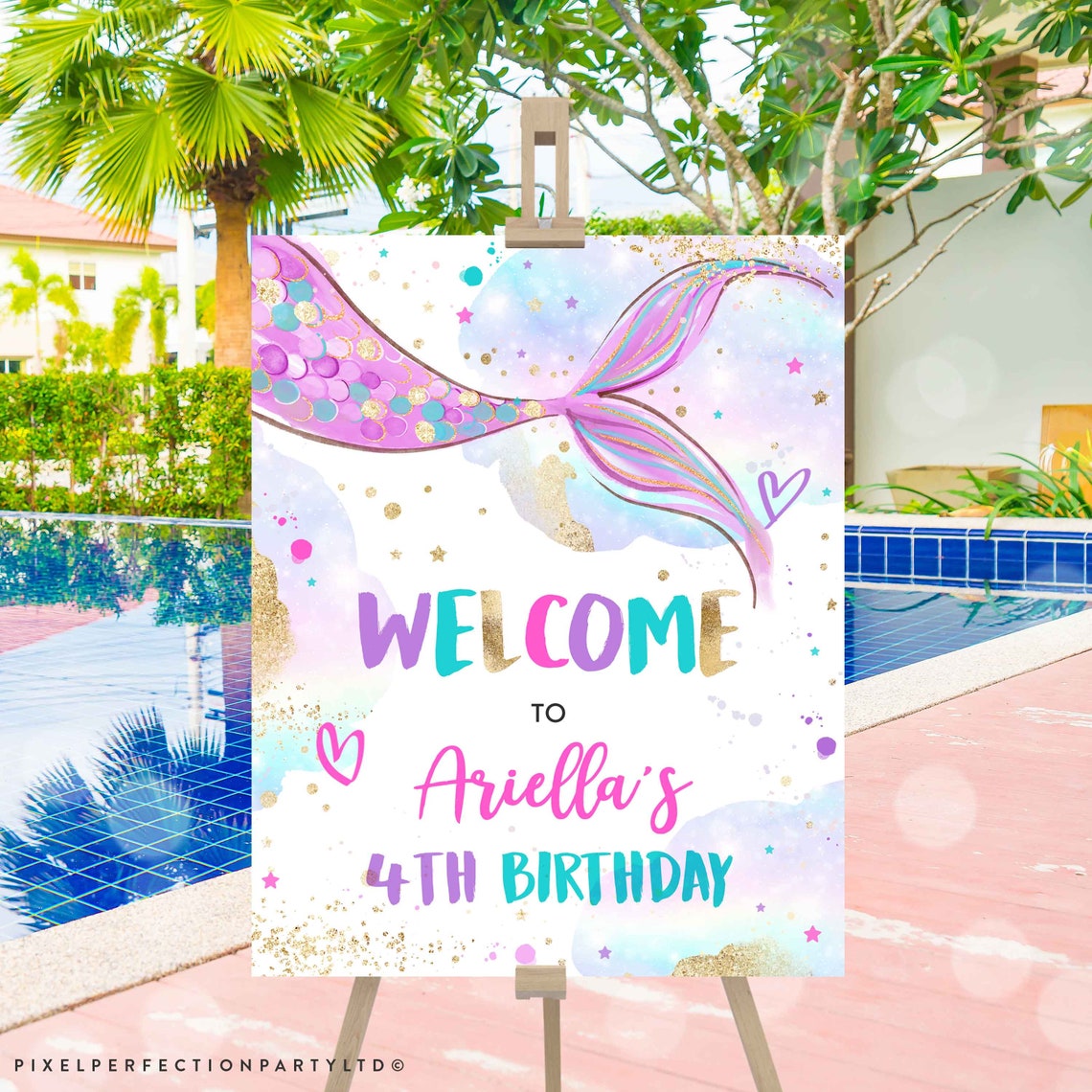 Editable Mermaid Welcome Sign Mermaid Birthday Party Welcome - Etsy