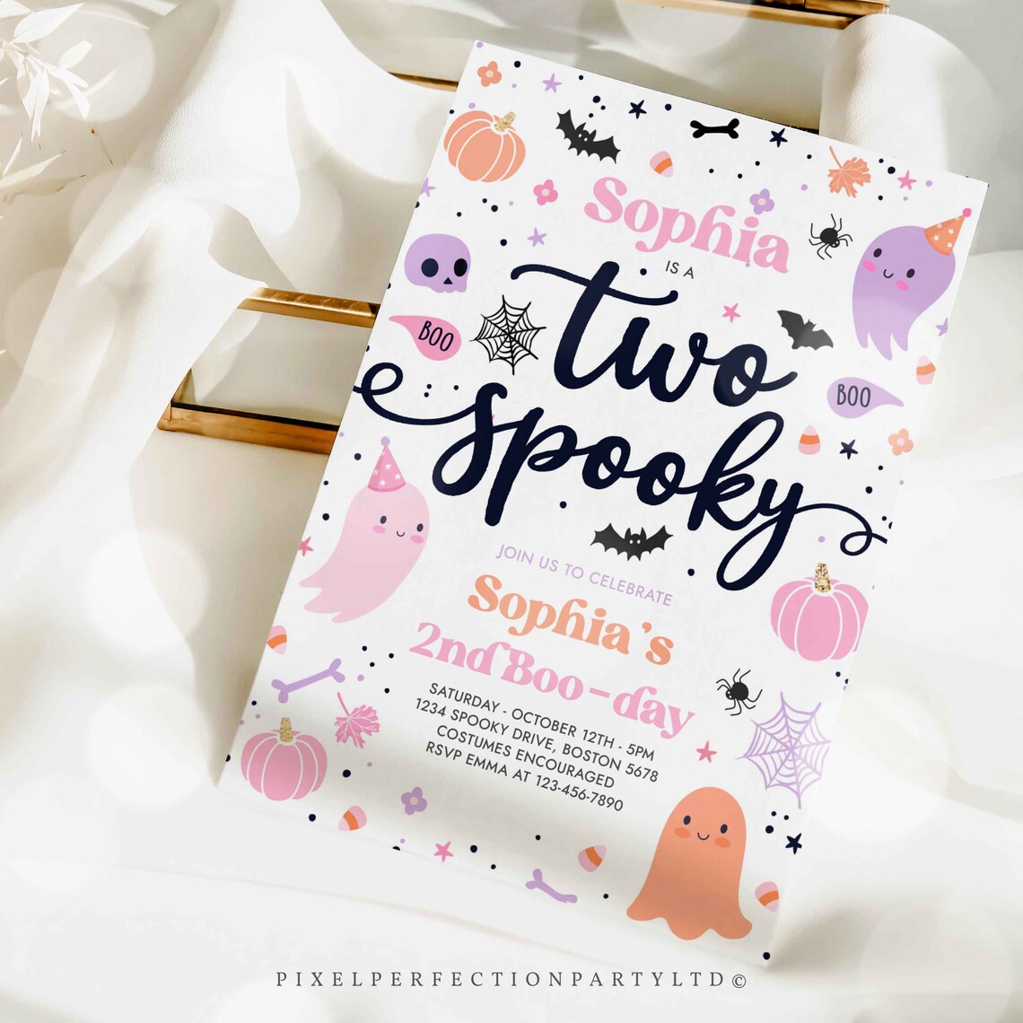 Editable Two Spooky Halloween Ghost 2nd Birthday Party - Etsy