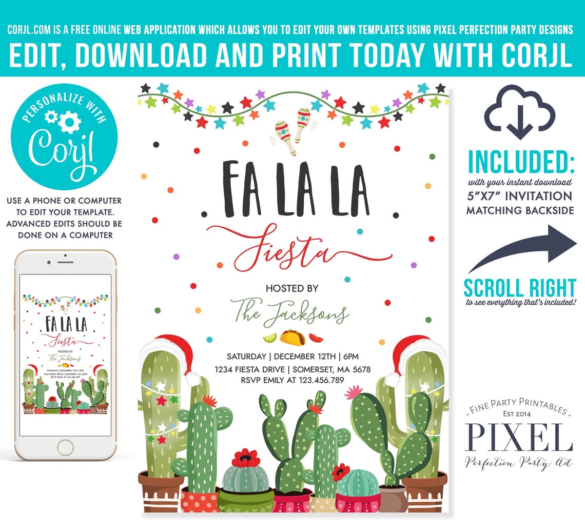 Christmas Fiesta Party Invitation Holiday Fiesta Party | Etsy