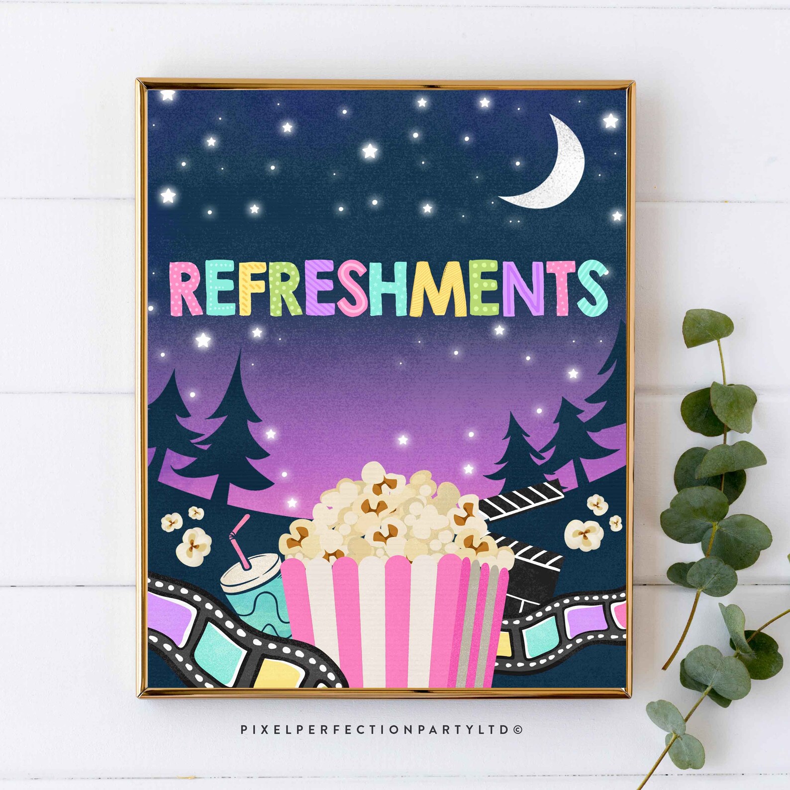 Refreshments Party Sign Backyard Movie Party Decorations - Etsy