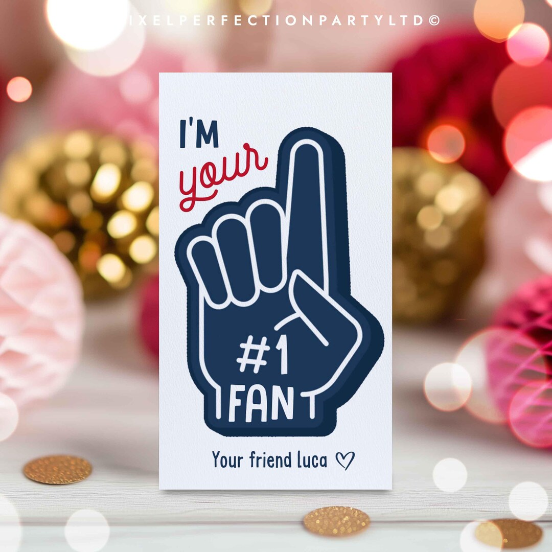 Editable Foam Finger Valentine's Day Gift Tag I'm Your No 1 Fan Sports ...