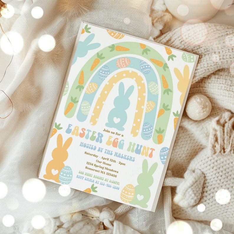 Editable Easter Egg Hunt Invitation Easter Egg Event Party Neighborhood ...